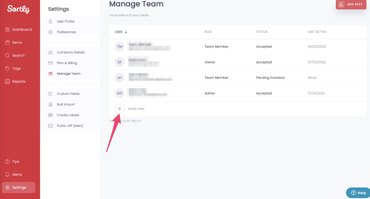 Manage Team – Sortly Support