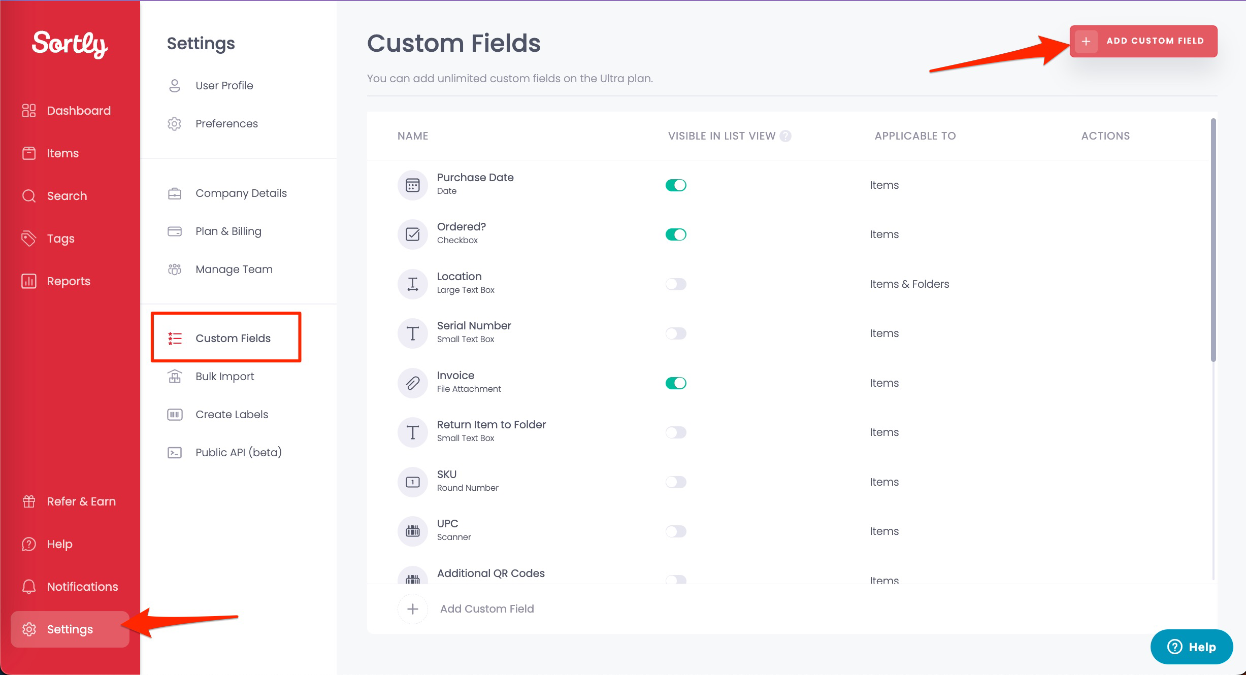 How to Create Custom Fields – Sortly Help Center