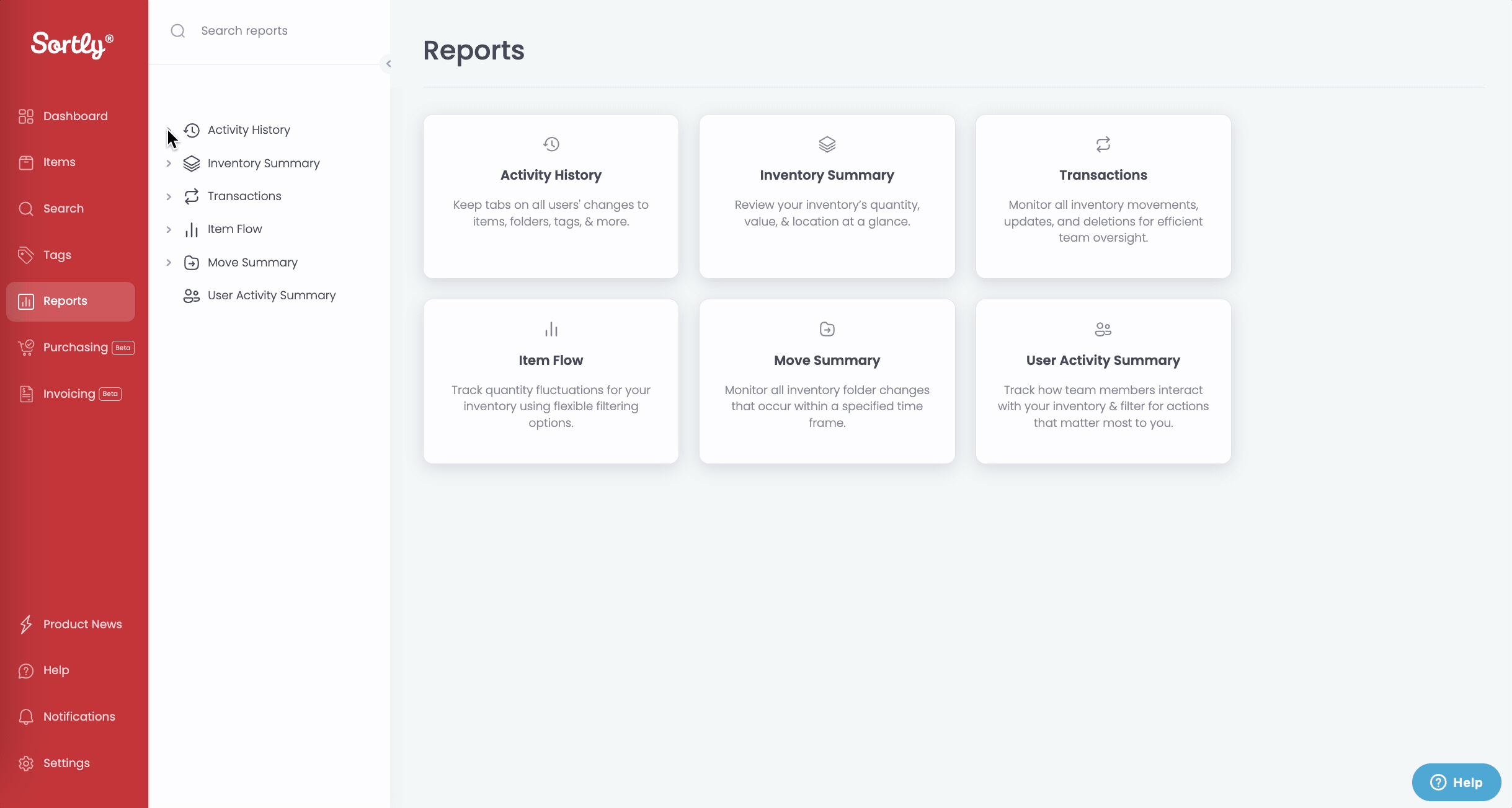 Reports Overview – Sortly Support