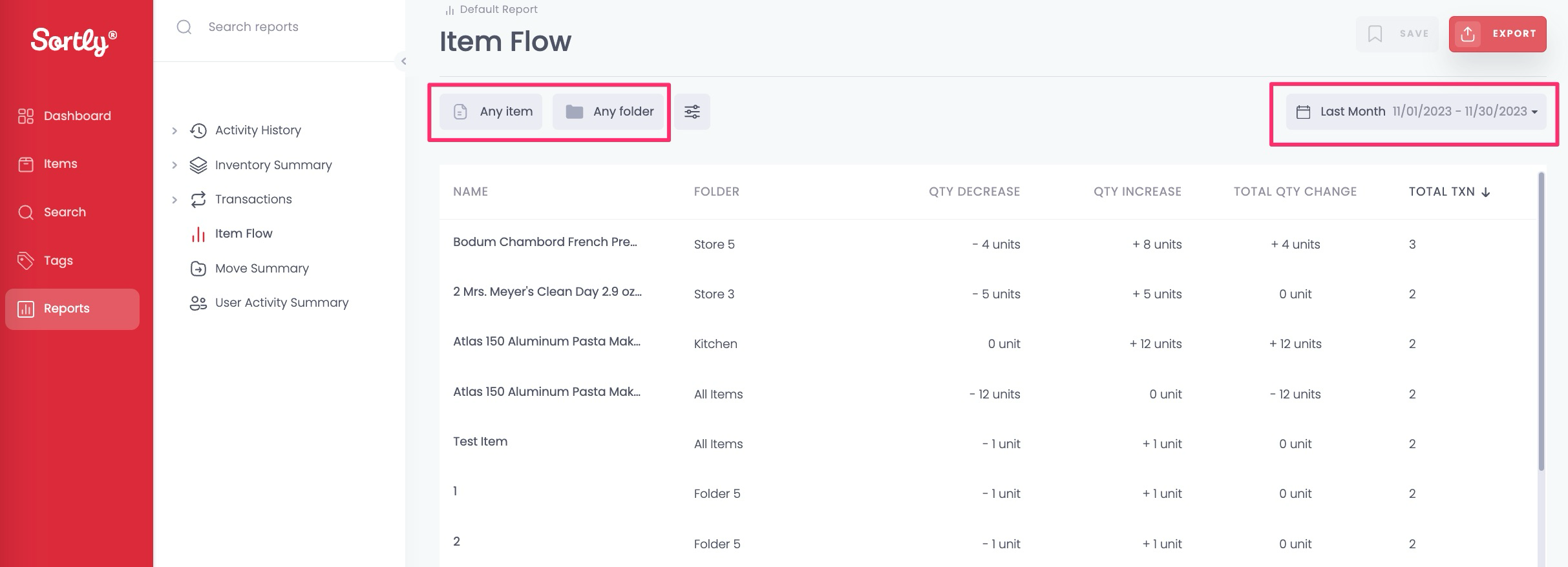 Saved Reports – Sortly Help Center