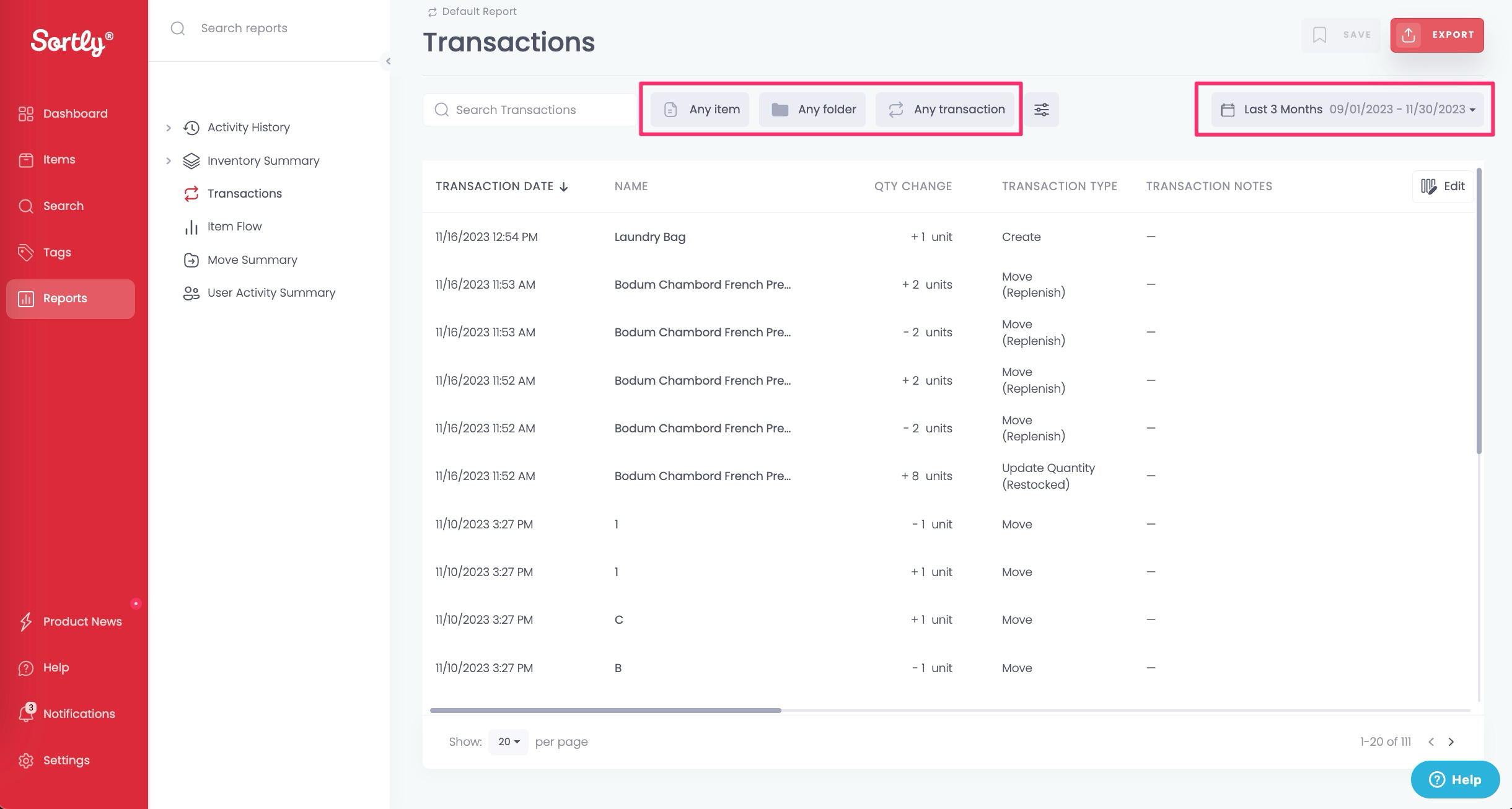 Saved Reports – Sortly Help Center