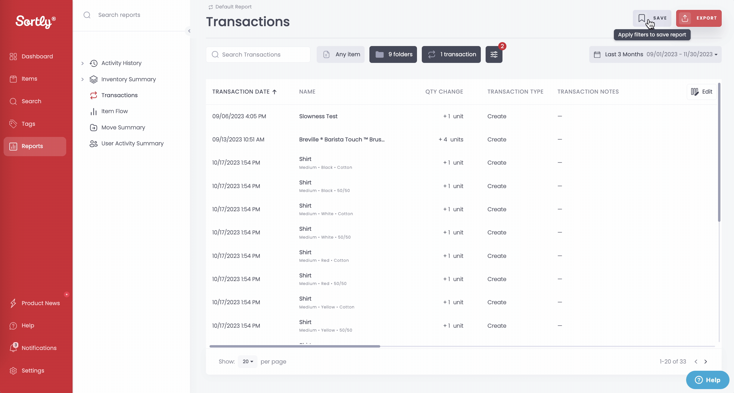 Saved Reports – Sortly Help Center