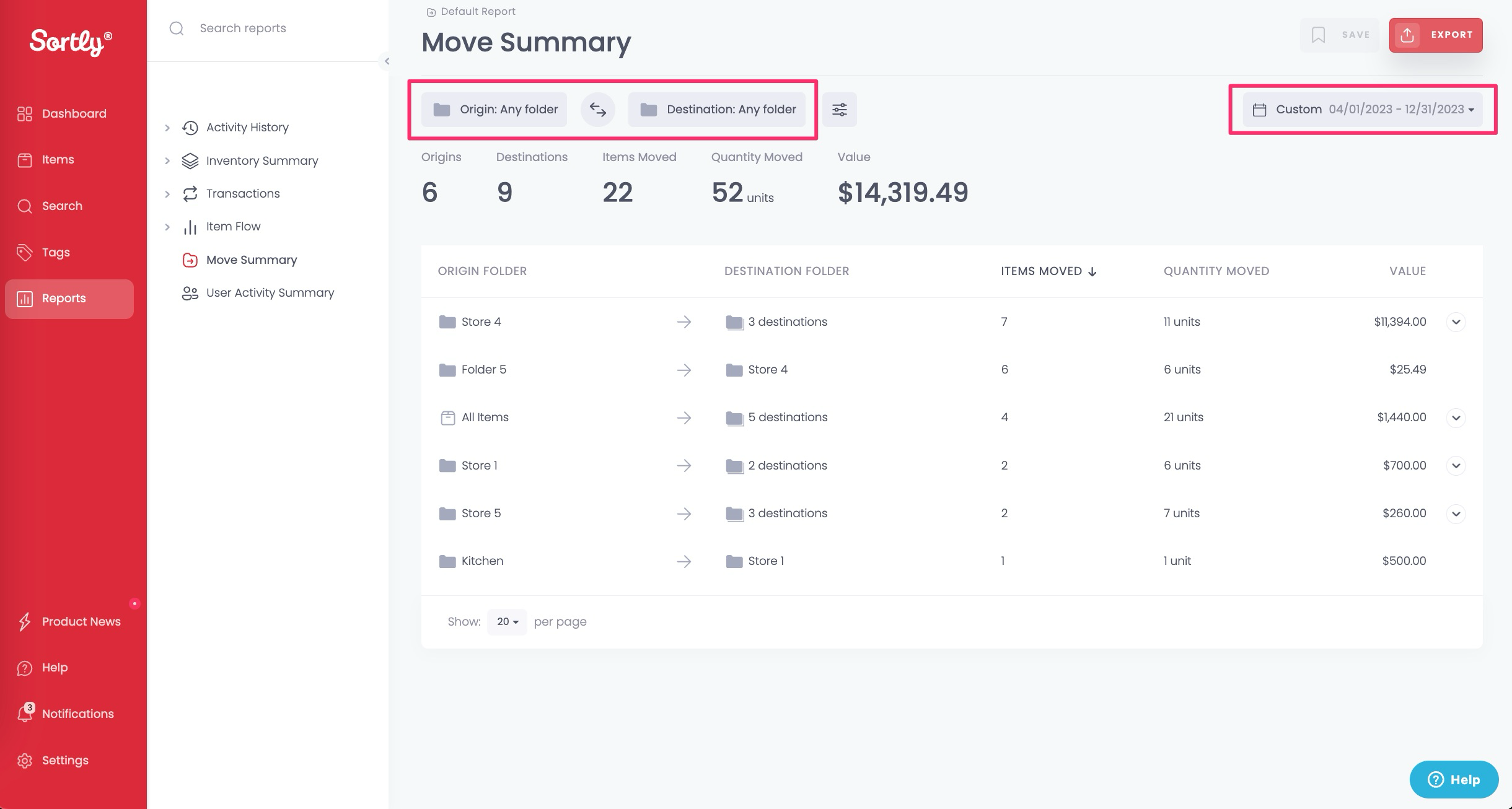 Saved Reports – Sortly Help Center