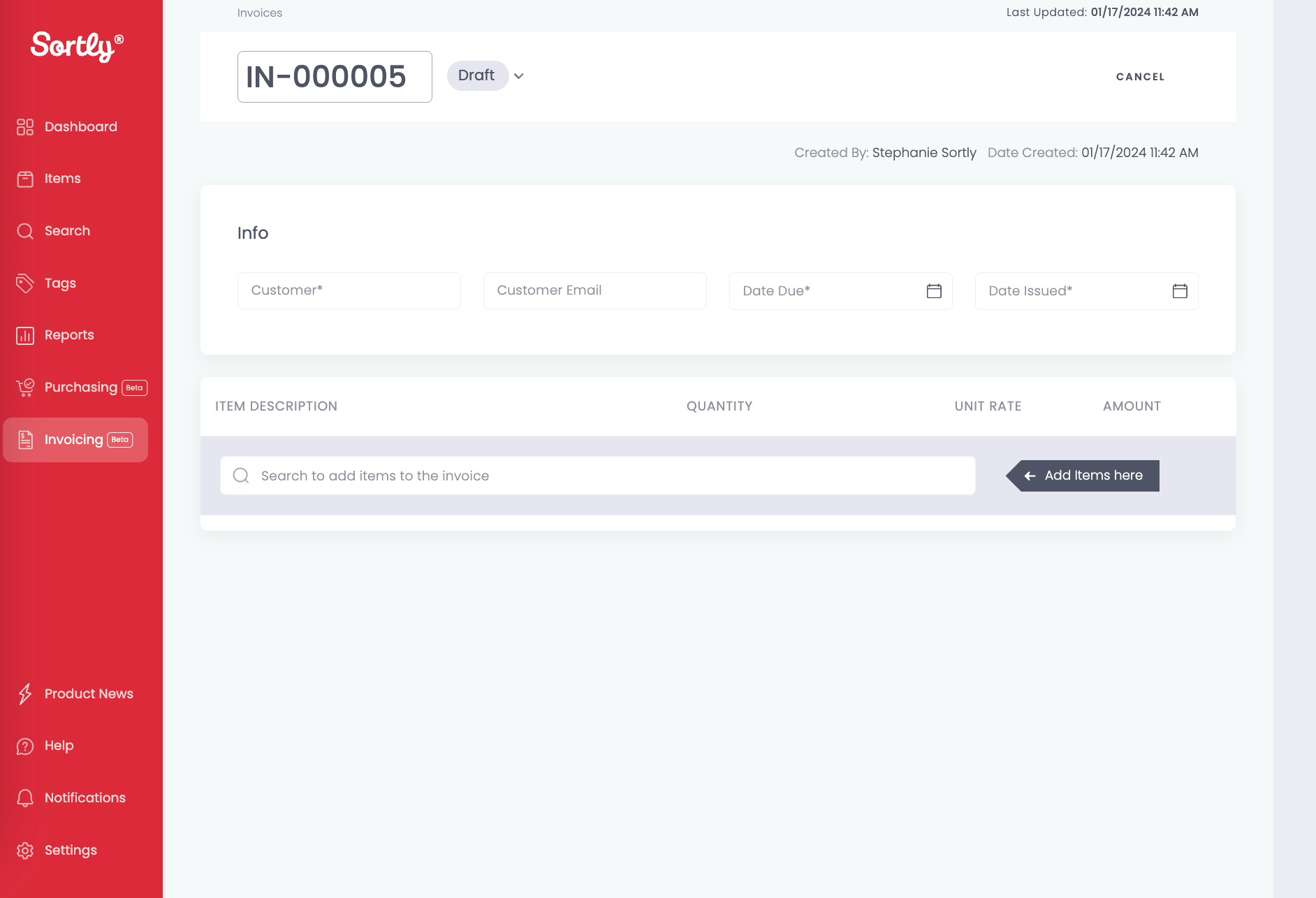 Invoices – Sortly Support
