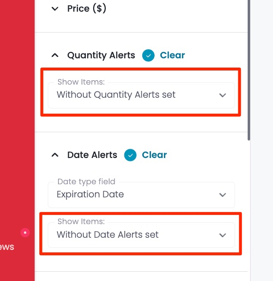 How do I find all items that do not have alerts set? – Sortly Help Center
