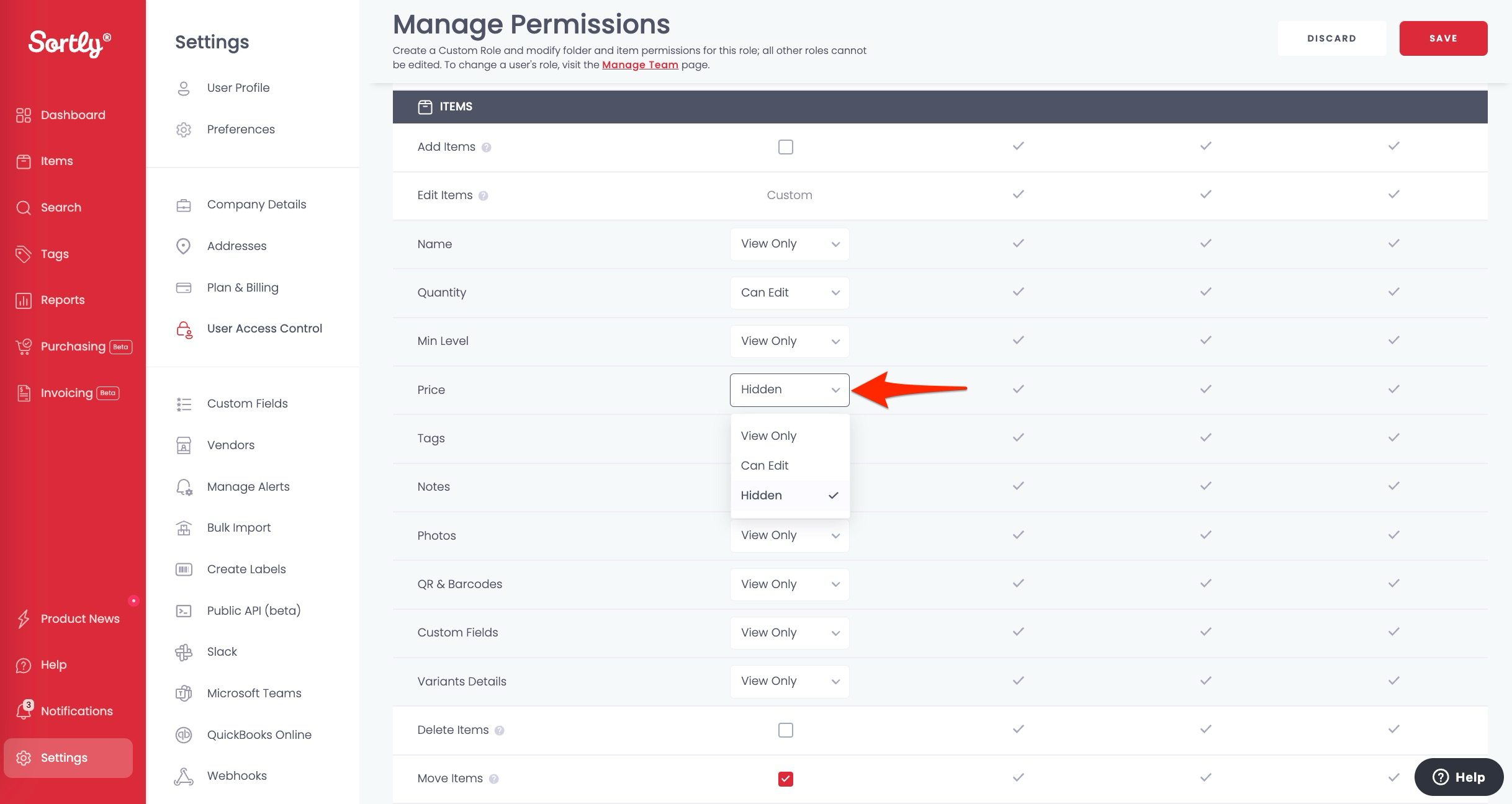 Manage Permissions – Sortly Help Center
