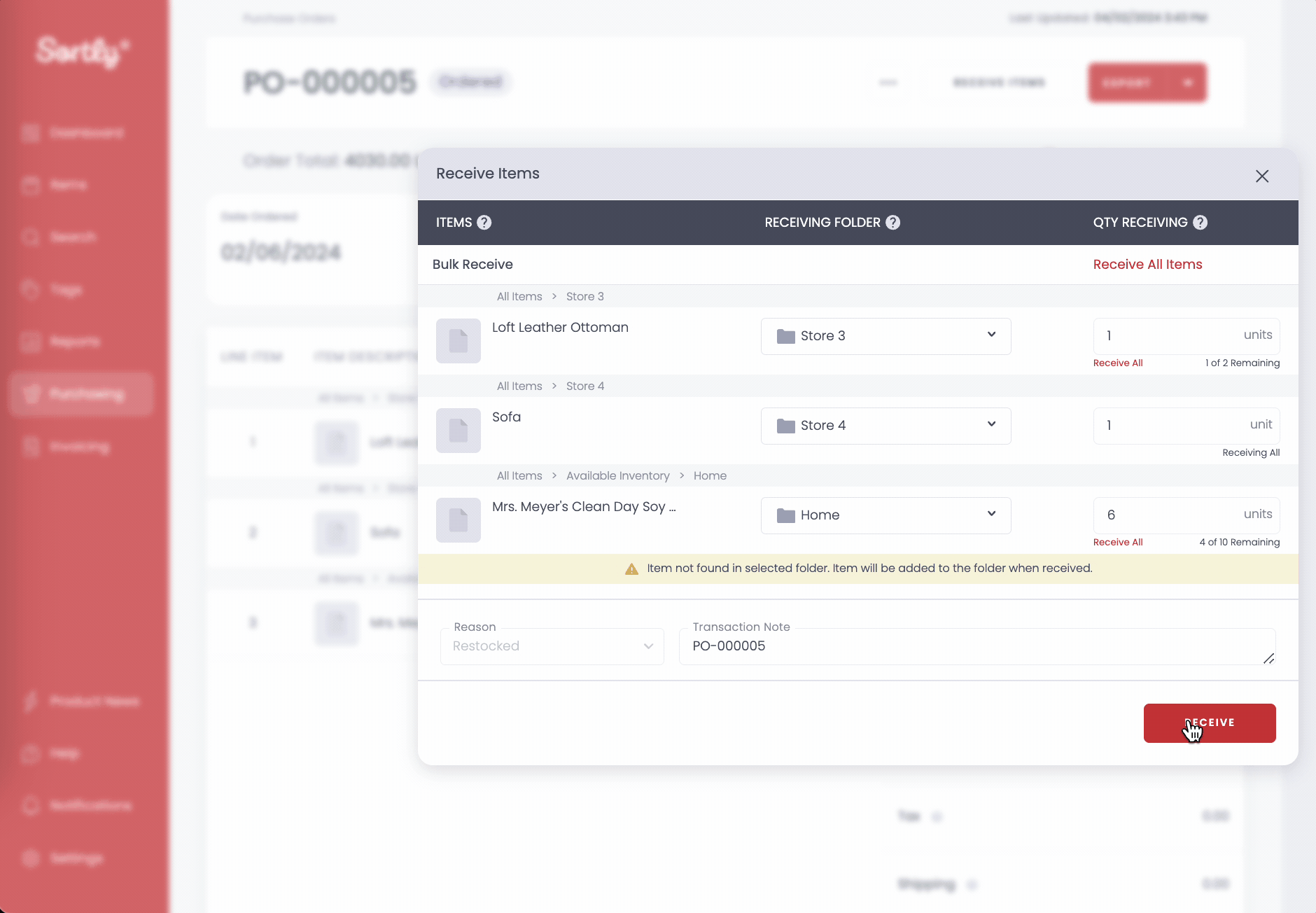 Purchase Orders – Sortly Support
