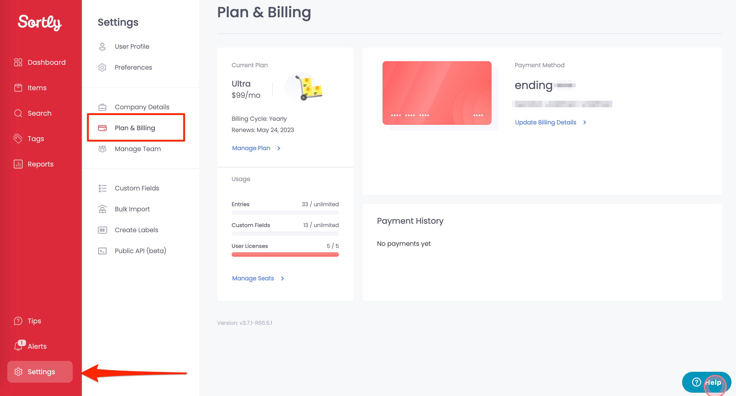 Update your Billing and Payment Information – Sortly Support